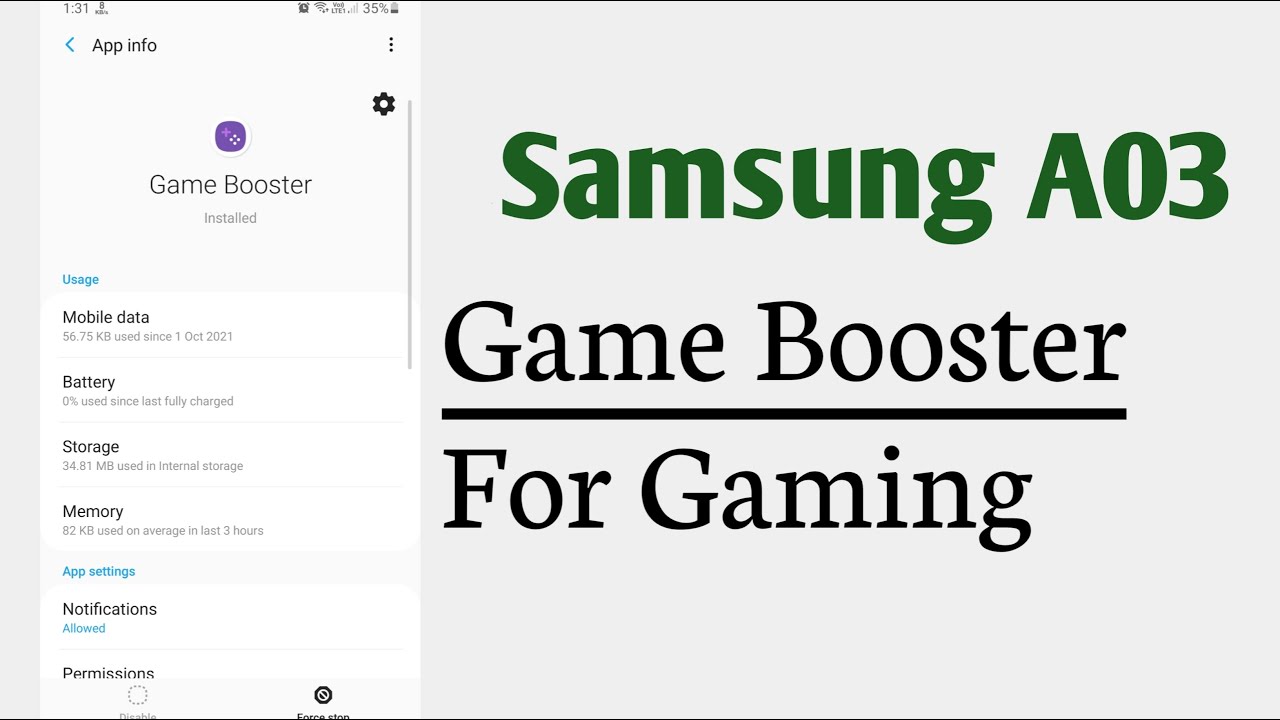 Samsung A03 Game Booster For improve Your Gaming Experience - YouTube