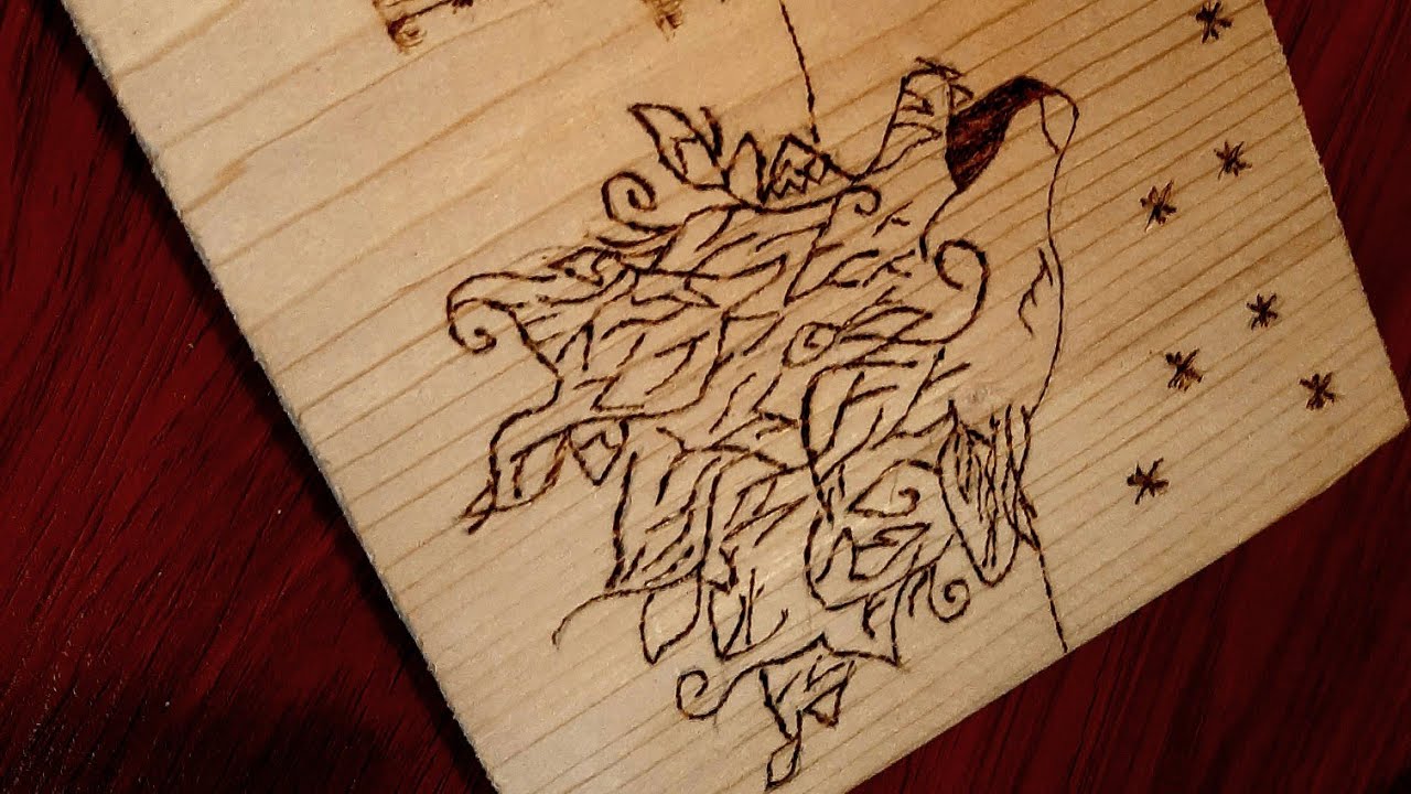 PIROGRAVURA CAP DE LUP - YouTube