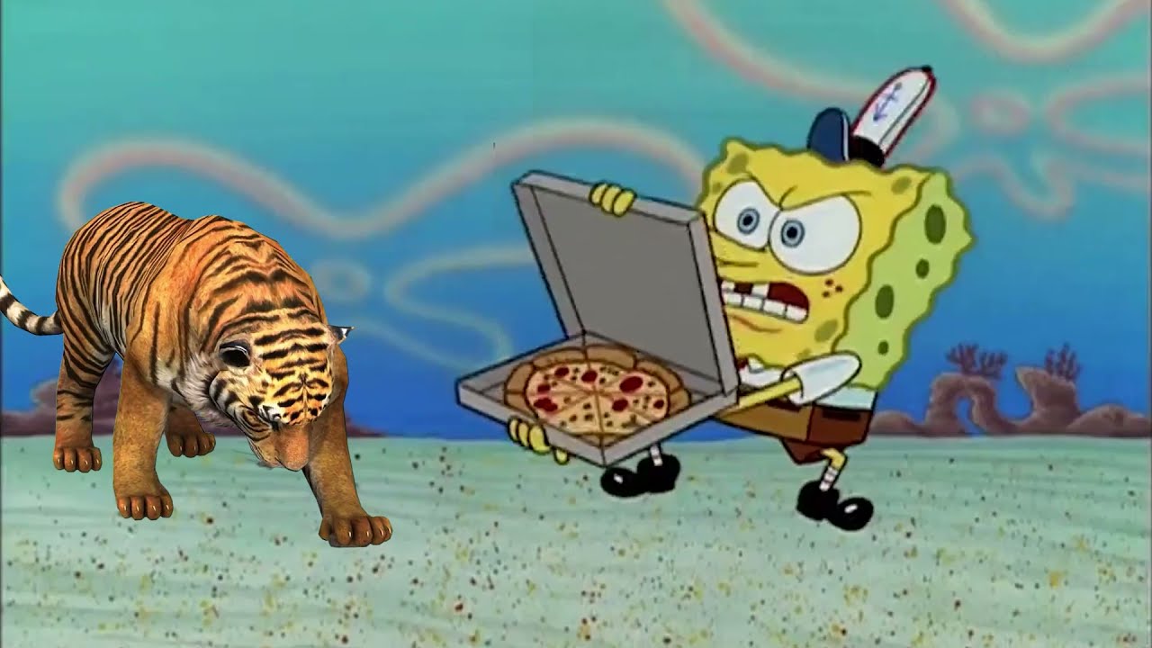 Tiger trying to get a pizza from Spongebob - YouTube