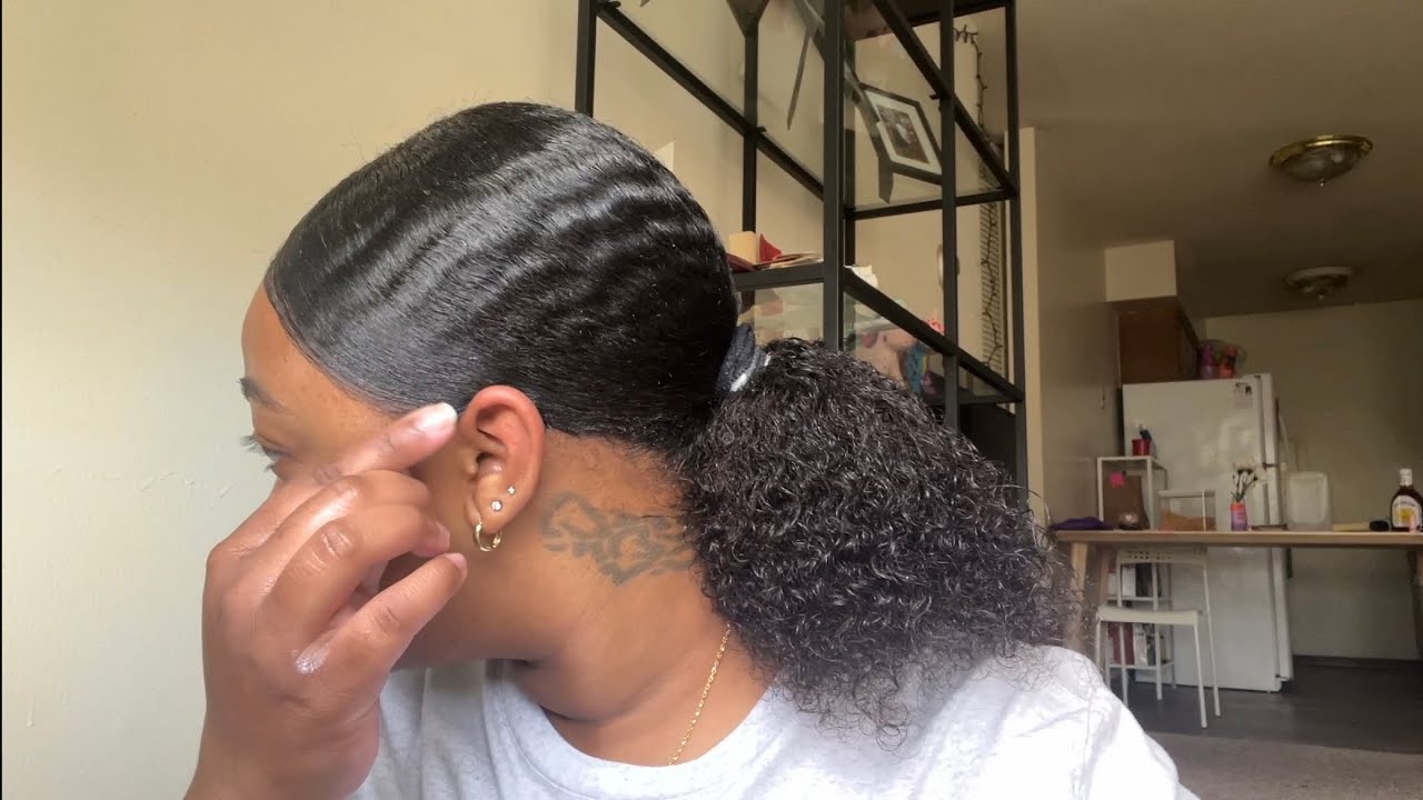 how to: very detailed slick back ponytail on natural thick hair! the ...