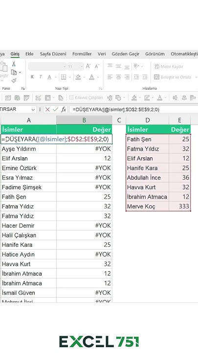 Düşeyara Formülünde Çıkan #Yok Hatasını Eğerhata Formülü İle Yok Etme # ...