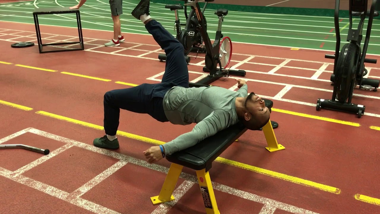 Hip press single leg global rotations at top position - YouTube