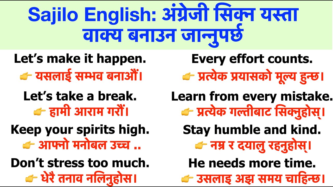 English Speaking Practice | How to Learn English Easily |सजिलोसंग ...
