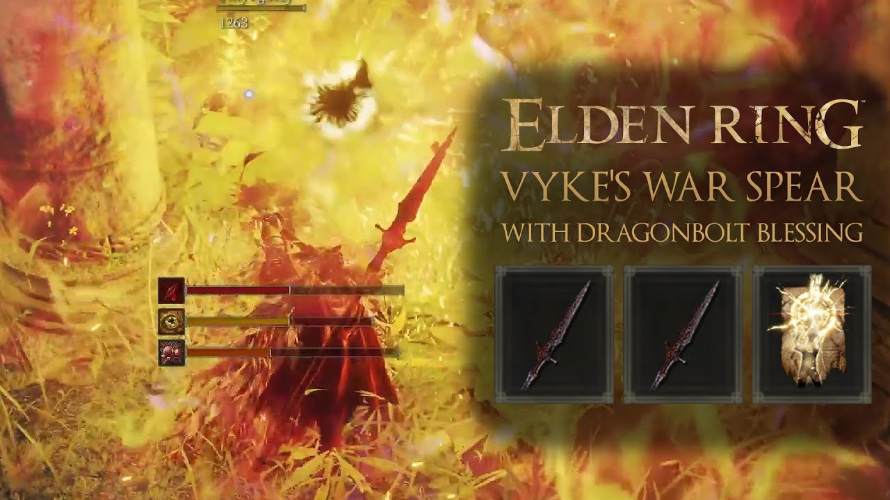 Vyke's War Spear with Dragonbolt Blessing PVP (lv120 Duel, Invasion) // Elden Ring - YouTube