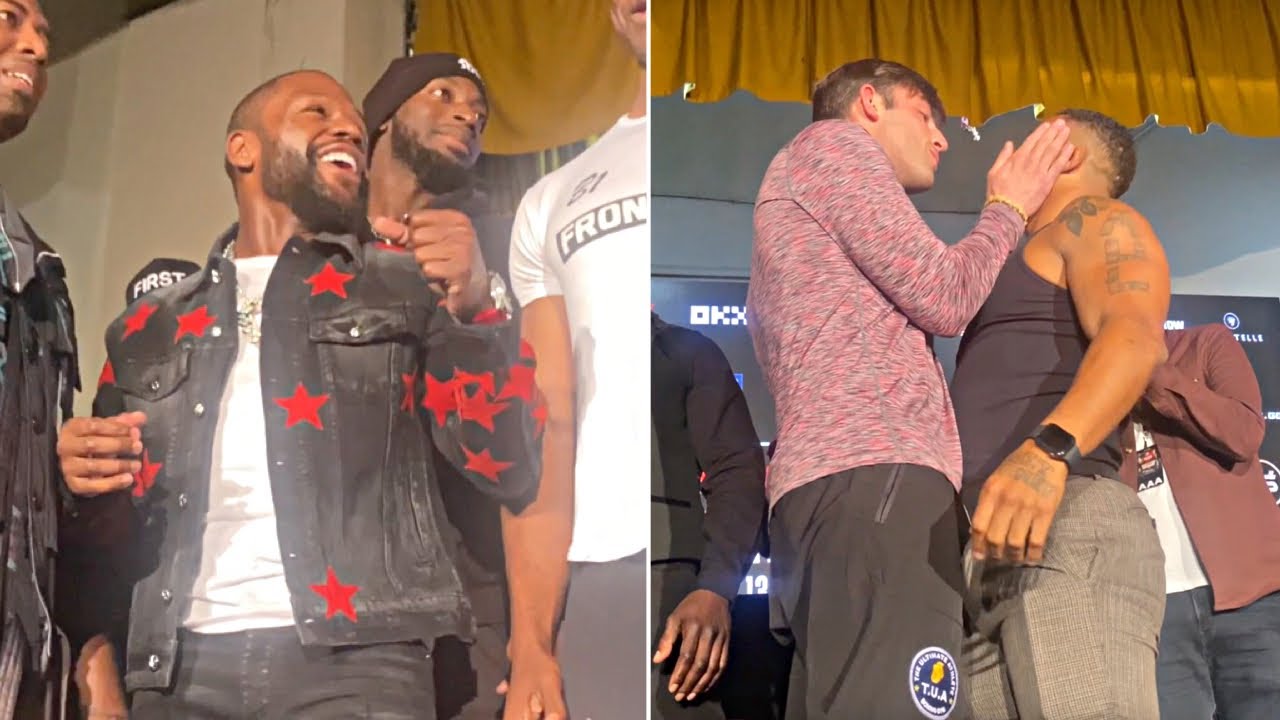 FLOYD MAYWEATHER JR LEFT LAUGHING AT JACK FINCHAM & ANTHONY TAYLOR DURING HEATED FACE OFF - YouTube
