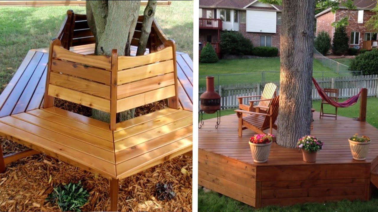 IDÉIAS SIMPLES DE BANCO E DECK AO REDOR DE ÁRVORES!transforme seu ...