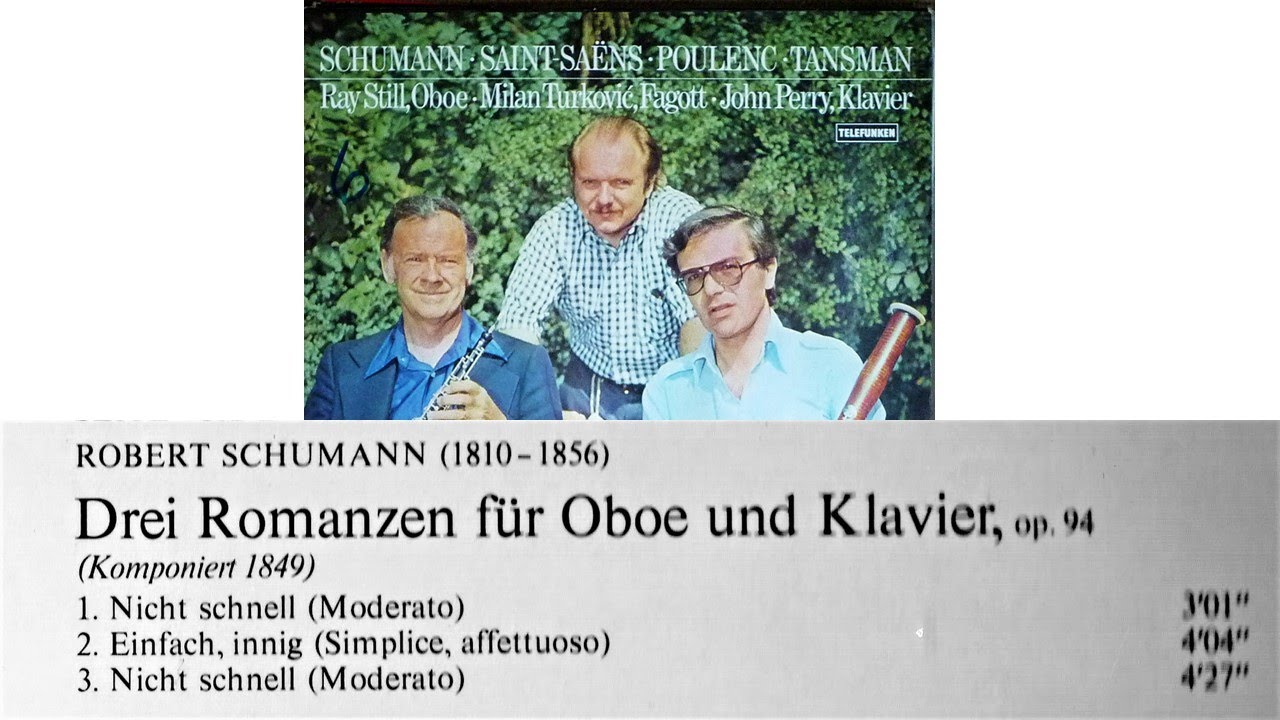 Schumann Romances played by Ray Still, oboe - YouTube