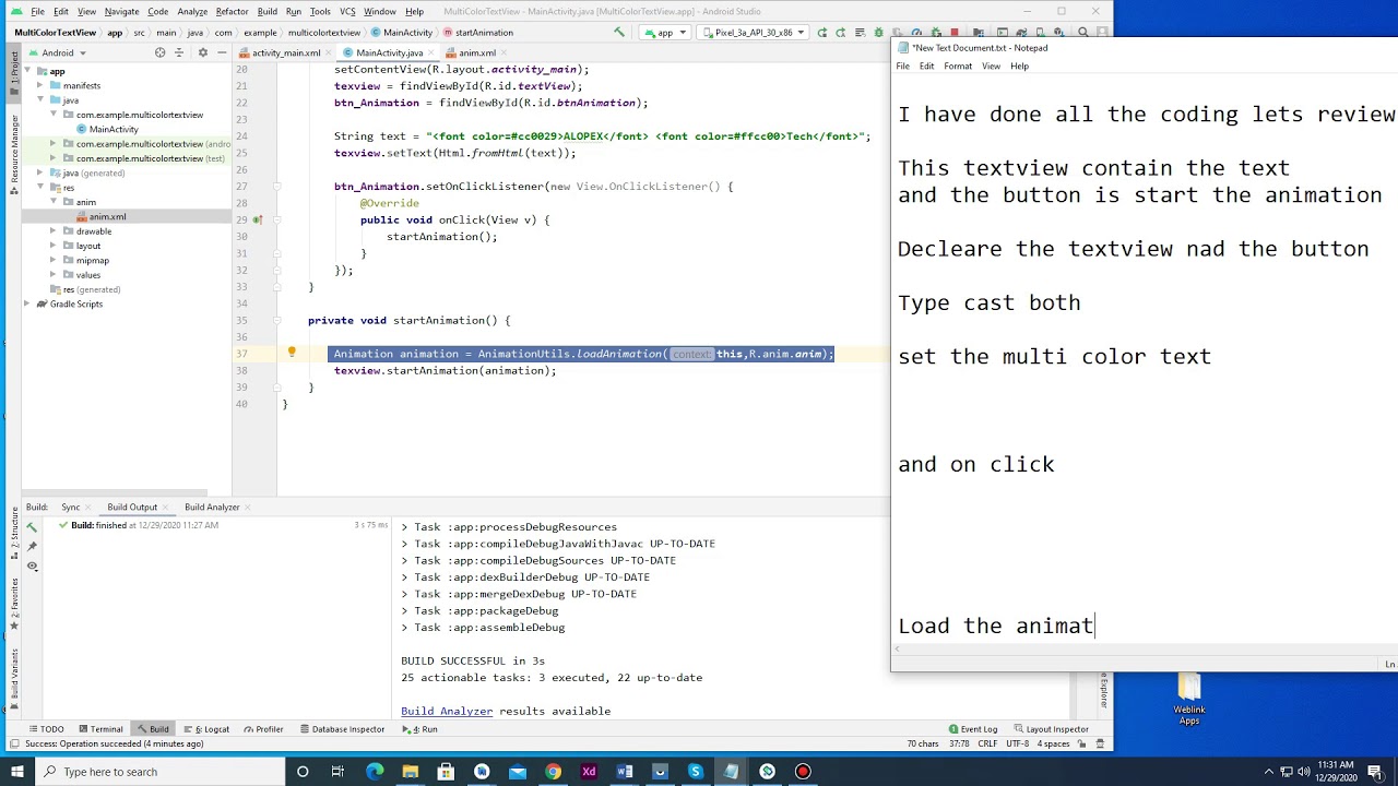 Add Animation to a TextView in Android Studio - YouTube