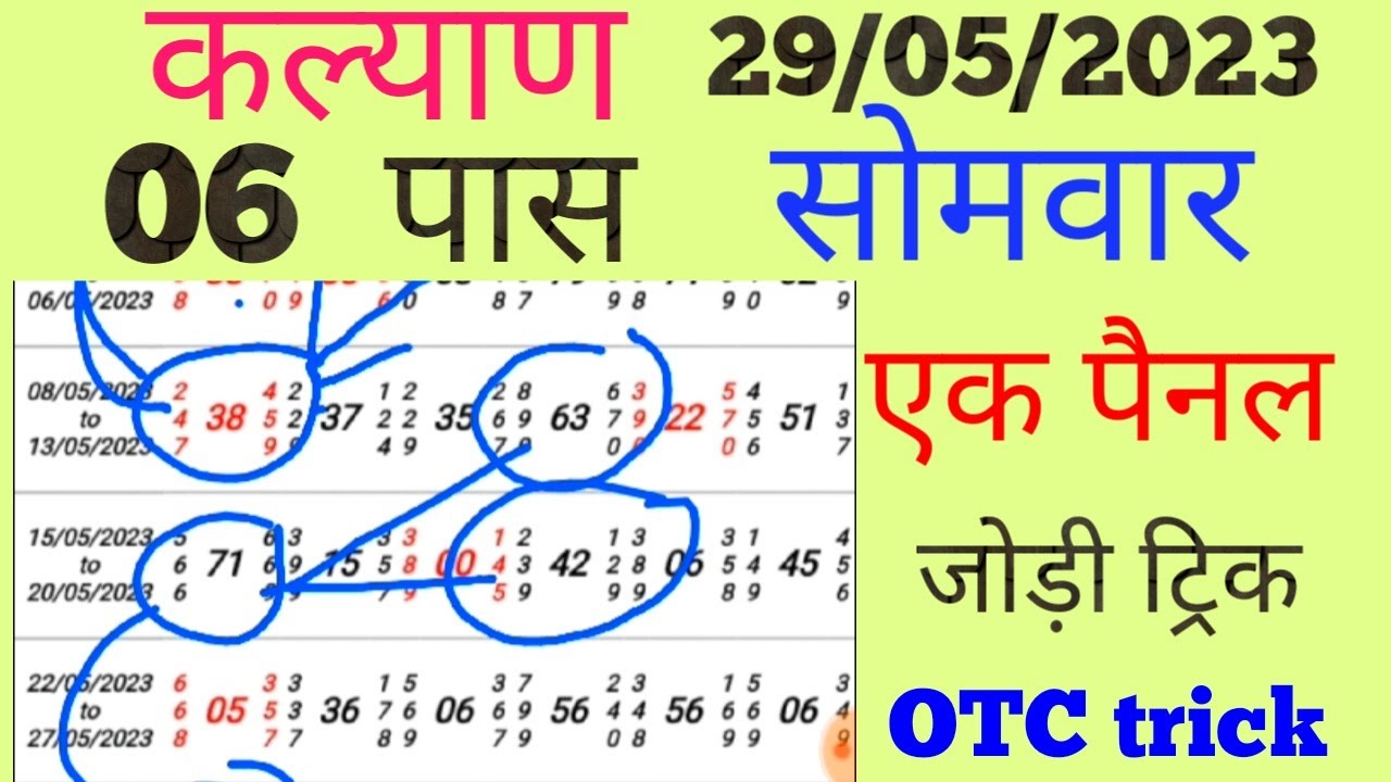 Kalyan matka 29/5/23 single jodi |Kalyan matka open trick|Kalyan matka ...