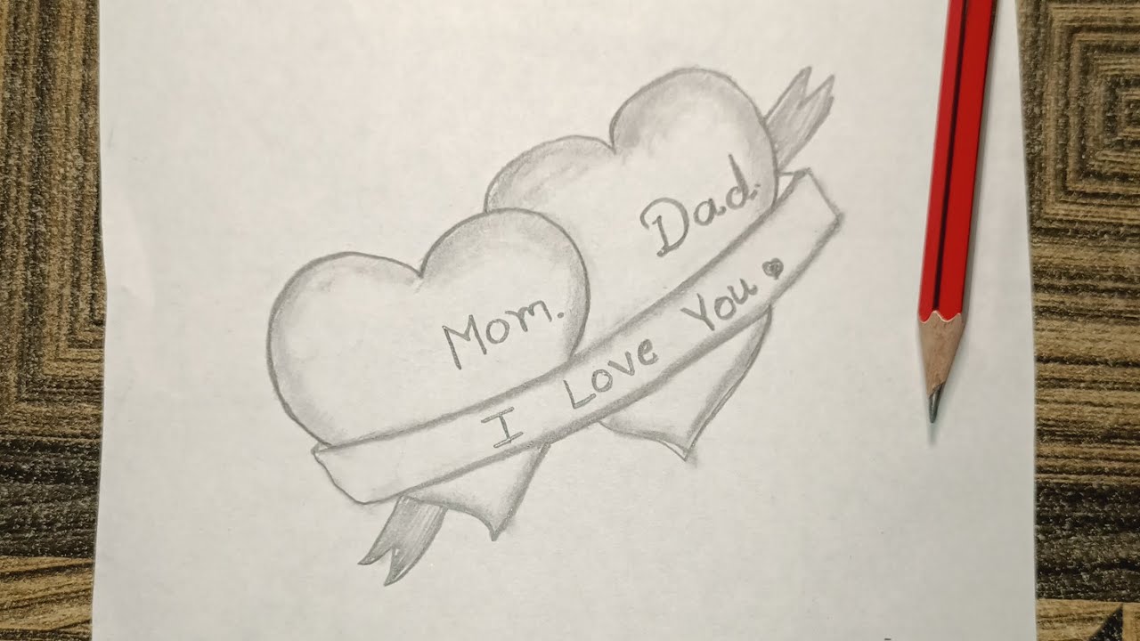 how to draw a beautiful heart ️ drawing .#mom dad drawing in heart .# ...