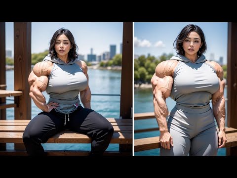 AI LookBook Muscle Girl | Girl Flexing Biceps || Female bodybuilder ...
