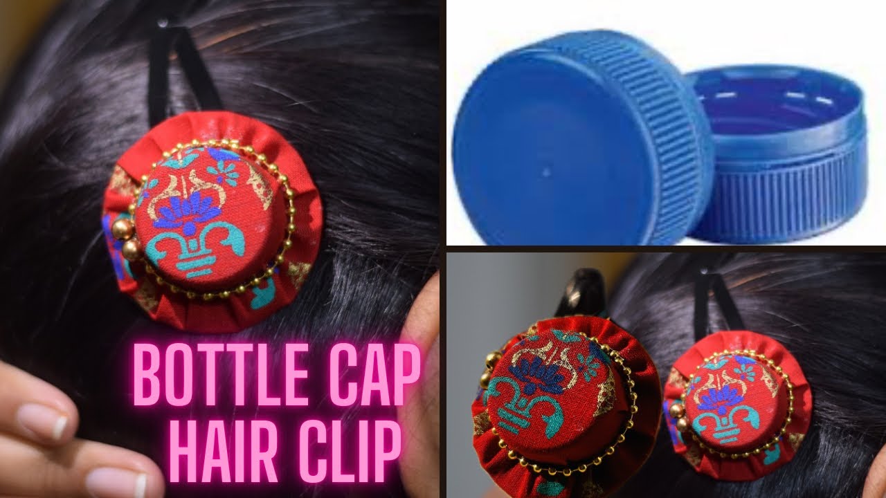 Easy DIY Plastic Bottle Cap Hair Clips Making | How to make a mini hat ...