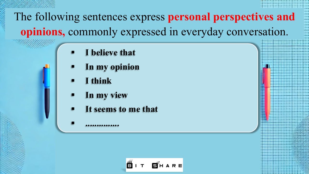 Different ways of expressing personal perspectives and opinions || How ...