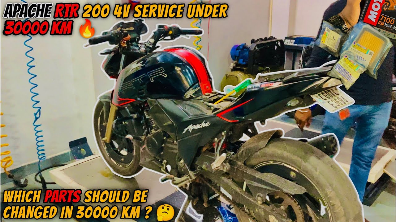 Apache rtr 200 4v service under 30000 km🔥|| kon se parts change karwane ...