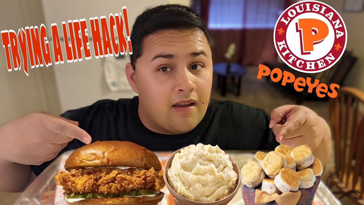 POPEYES CHICKEN SANDWICH | MUKBANG | TRYING A LIFE HACK - YouTube