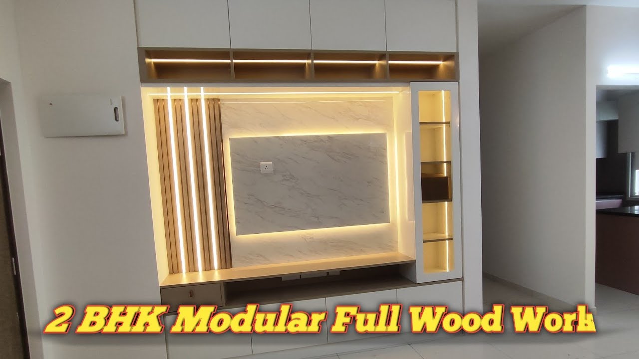 Acrylic Kitchen | Modular Work | 2 BHK Wood Full Work | Interior Design ...