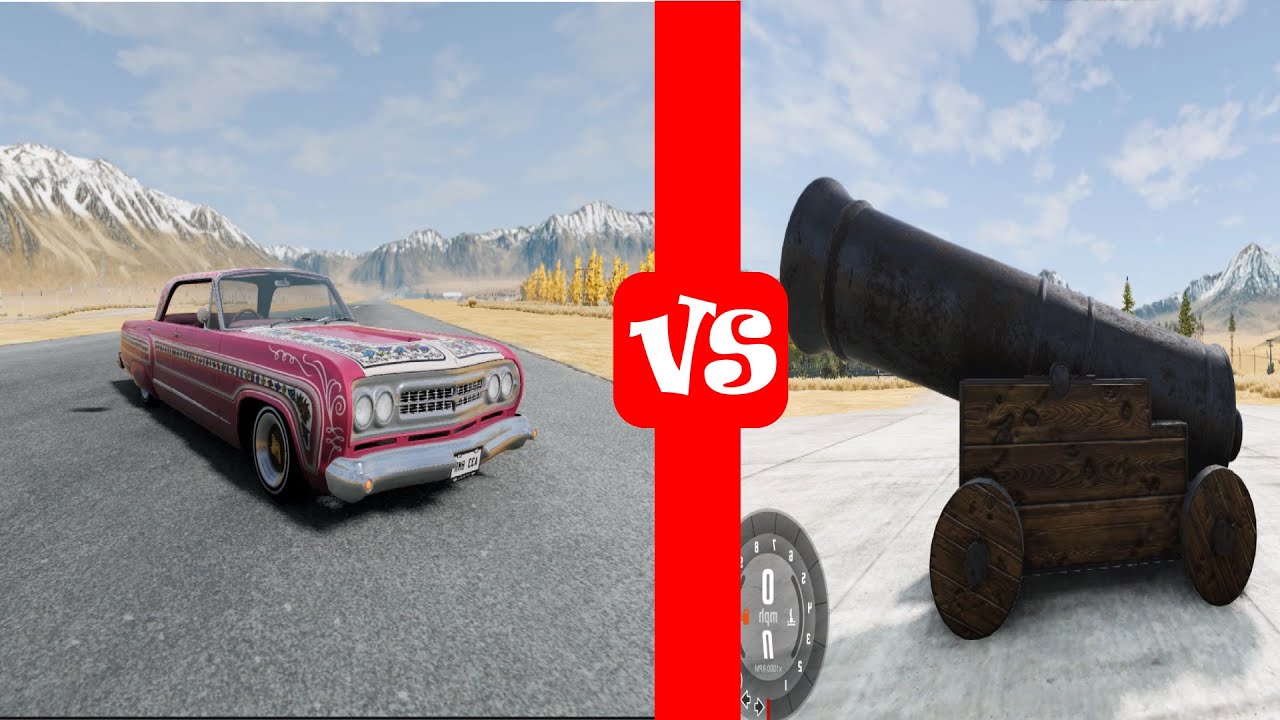 old car vs old cannon / BeamNG.drive - YouTube