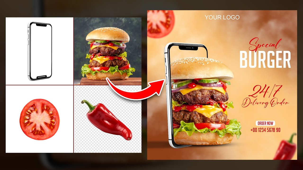Burger Poster - Photoshop Tutorial - YouTube