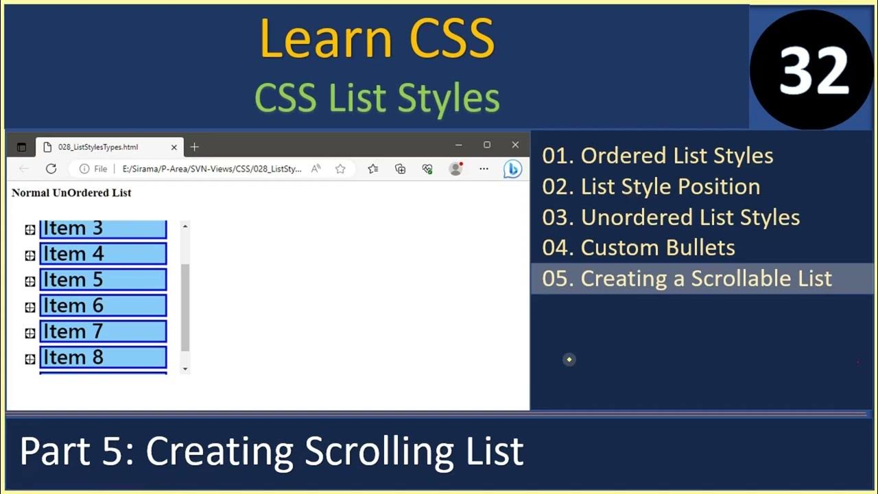 List Style | Part 5 - Create Scrolling List via List & Box CSS | CSS ...