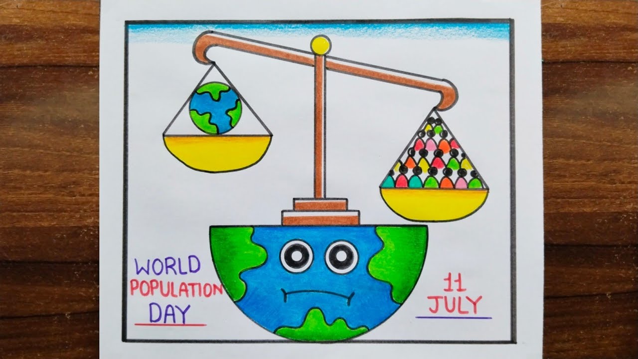 World Population Day Drawing Easy / Population Day Poster Drawing ...