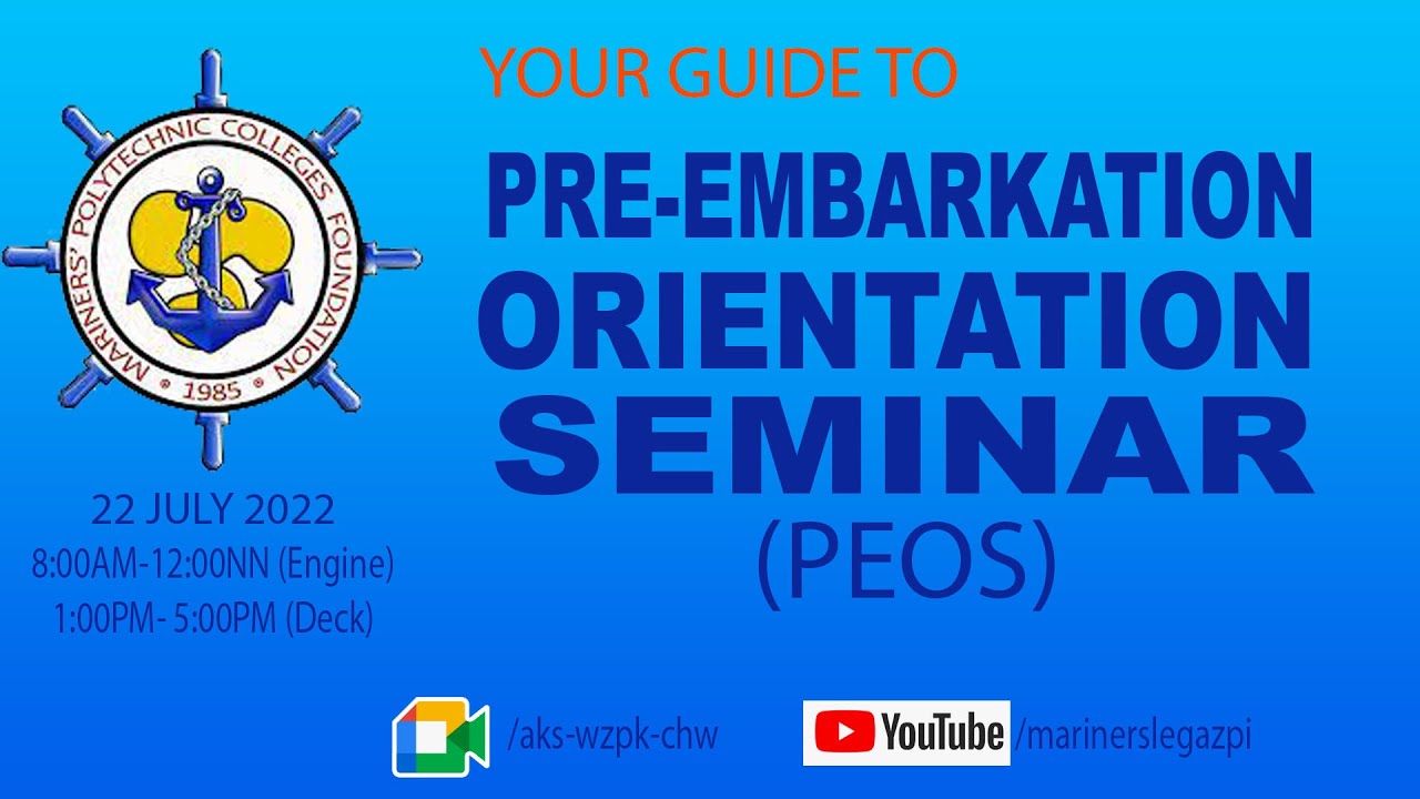 Pre-Embarkation Orientation Seminar (PEOS) - YouTube