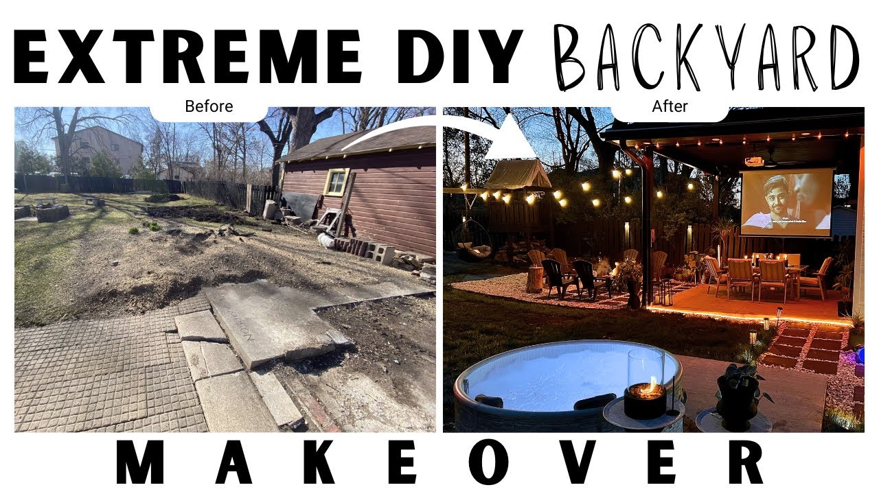 EXTREME DIY Backyard Patio Makeover | Part 1: Building Deck, Making ...