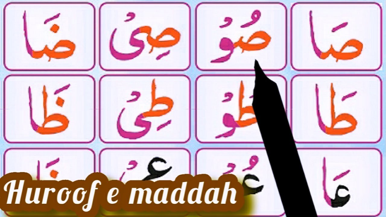 Huroof e maddah Lesson#07 ||3Types of Huroof e maddah(alif ,wow,ya ...