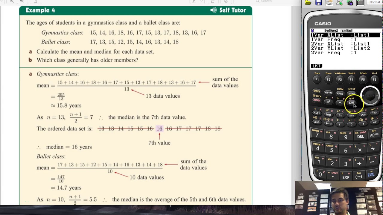 Finding mean ,median, mode on a graphics calculator - YouTube