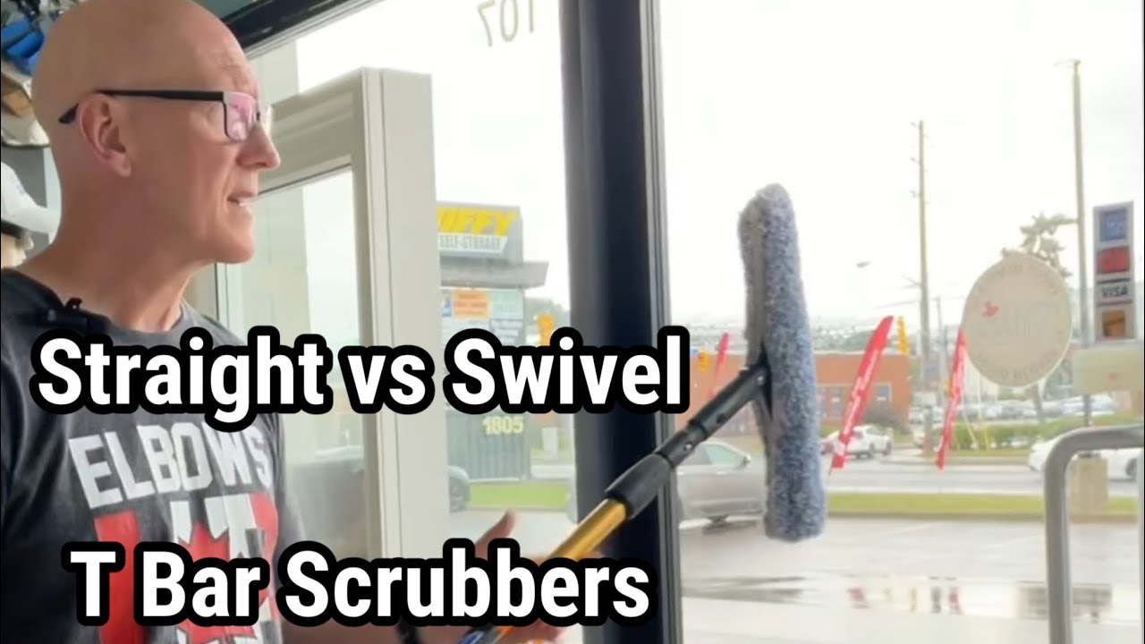 Straight T Bar versus Swivel T Bar Scrubber for window cleaning. - YouTube