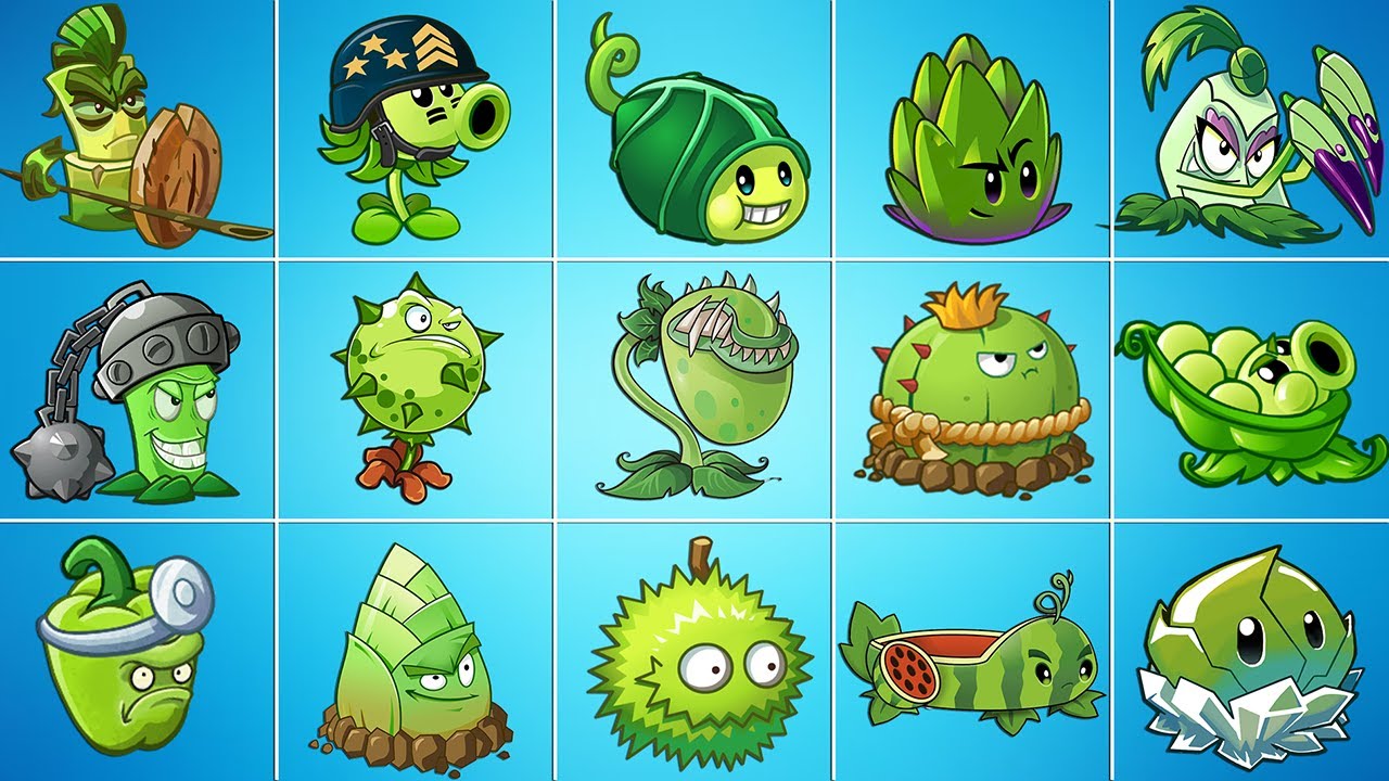 All GREEN Plants Power-Up! in Plants vs Zombies 2 - YouTube
