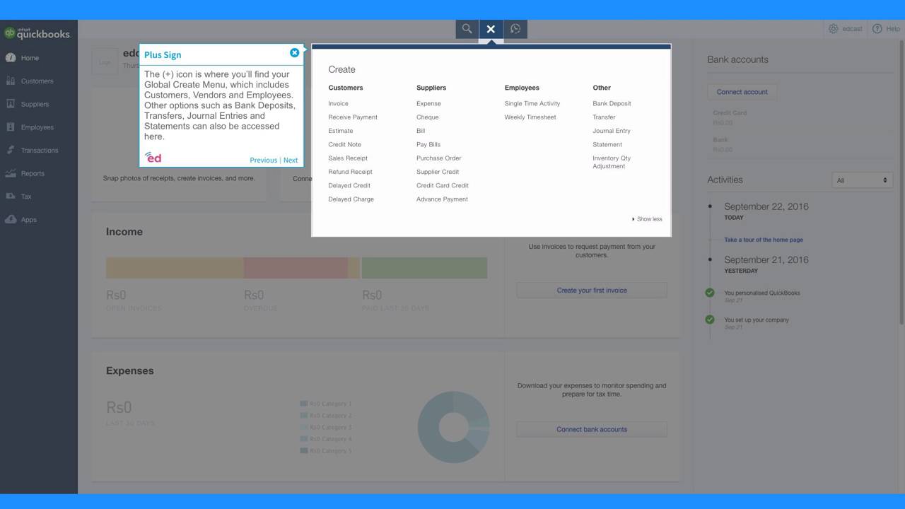 Quickbook - Navigate in dashboard @Intuit @QuickBooks @quickBooksIN ...