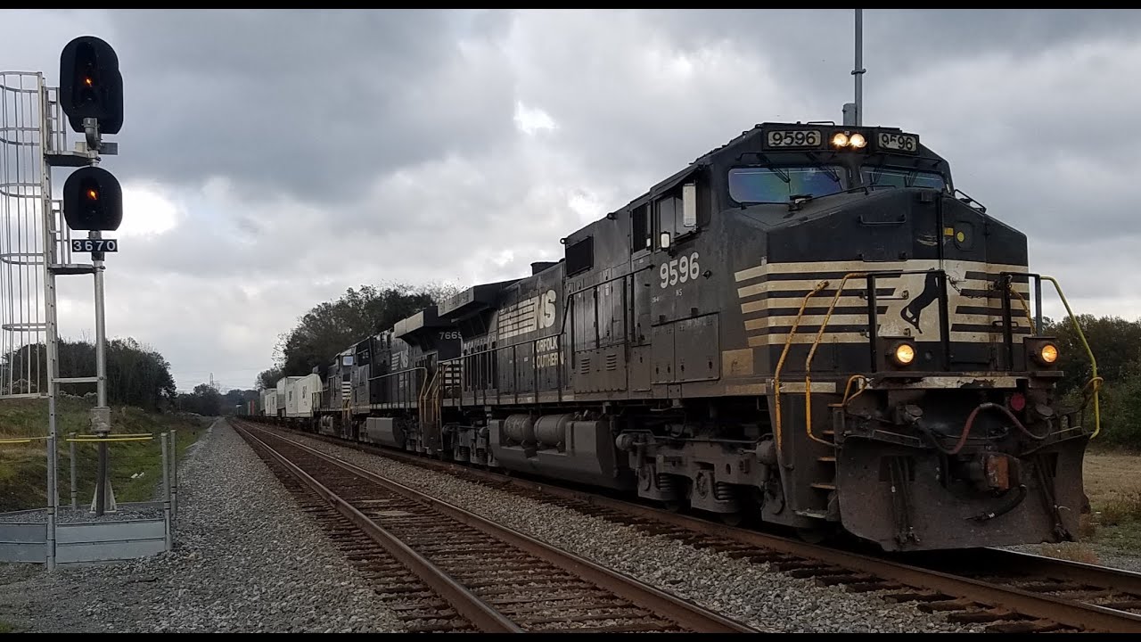 NS Stack Train 213 With NS Leader 9596 At Harrisburg NC On The NS Charlotte Mainline. 11-15-2020 ...