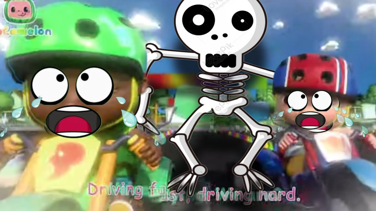 CoComelon playing a bicycle race with a scared facial expression - YouTube
