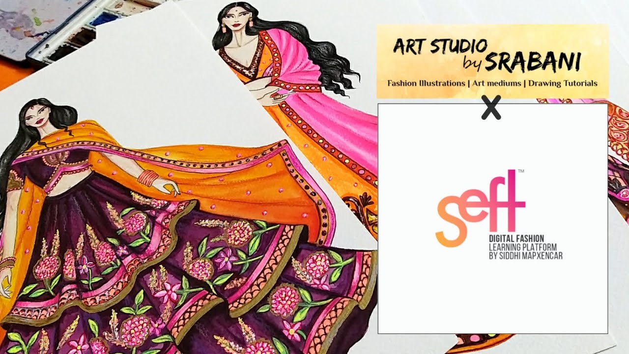 Collaboration || Art Studio by Srabani x SEFT || Fashion Illustration - YouTube