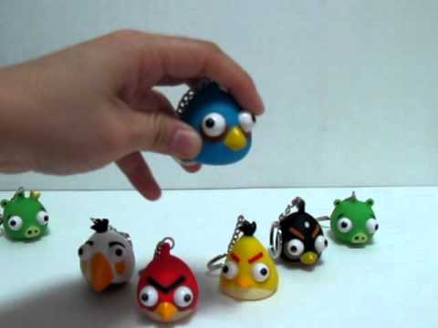 Angry Birds Key Chain Figures Set of 7 Eyes can split out. - YouTube