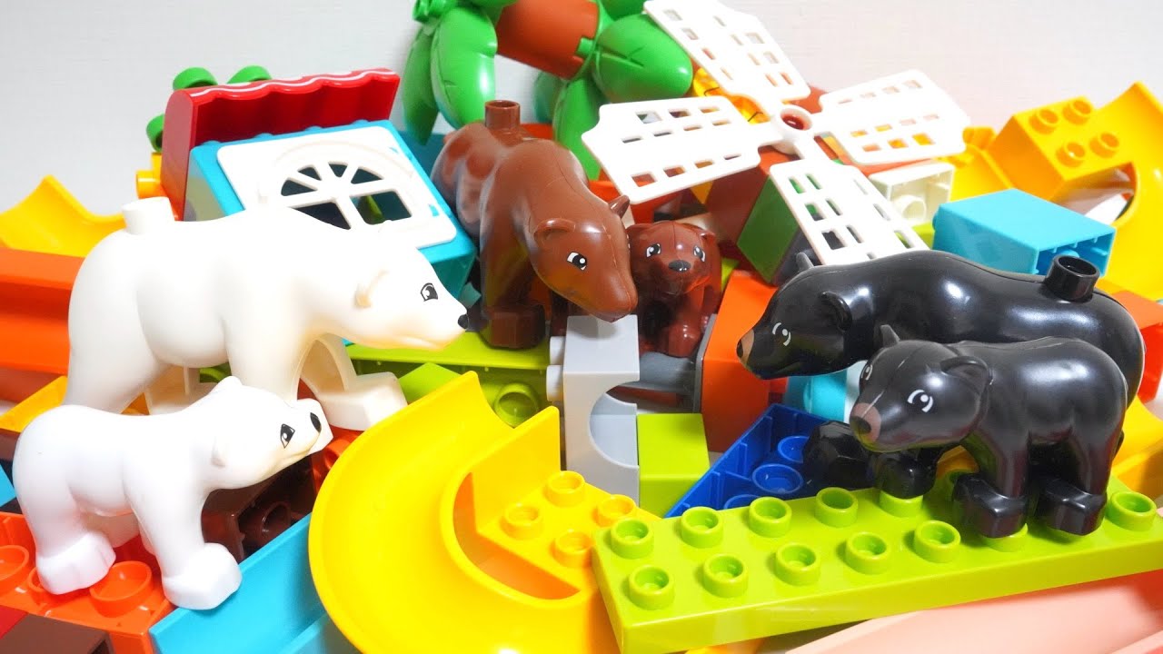 Satisfying Building Blocks Marble Run ASMR Very popular! Bear, elephant ...