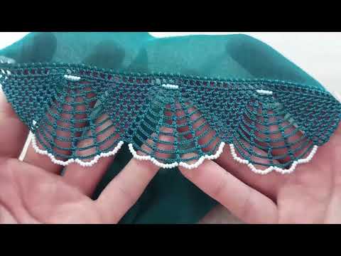 Geniş Kum Boncuklu Tığ Oya Modeli 107