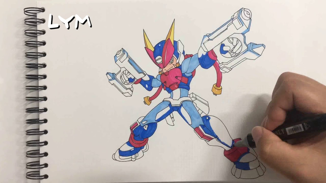 [울프레인] Drawing ROCKMAN with Markers (록맨 손그림) - YouTube