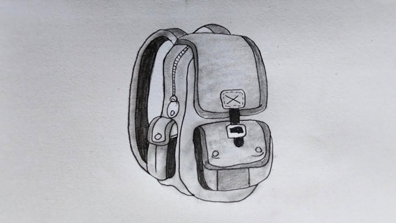How to draw school bag || Easy school bag drawing step by step ...