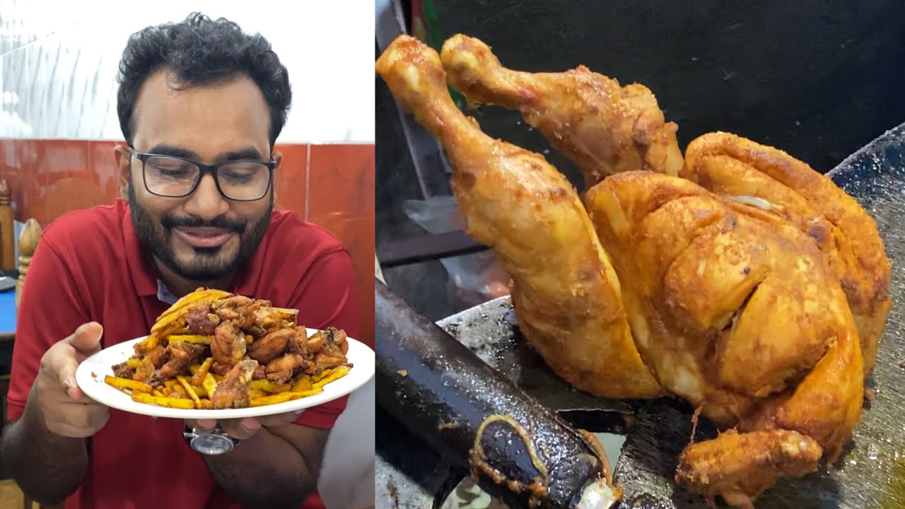 Eating Spicy Chicken Chaap/Whole Chicken With Fries & Naan Roti at ...