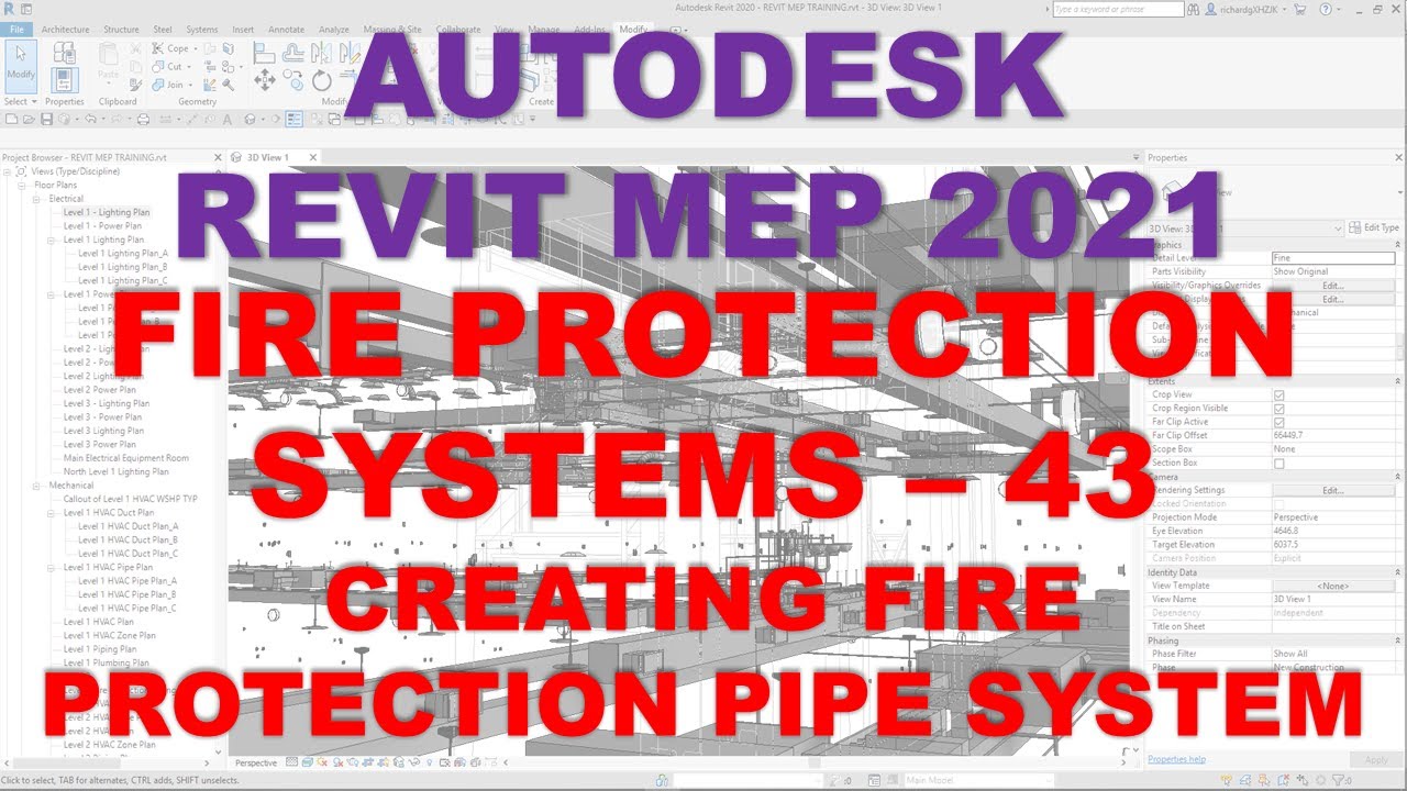 REVIT MEP 2021 - FIRE PROTECTION SYSTEMS - 43 CREATING A PIPING SYSTEM ...