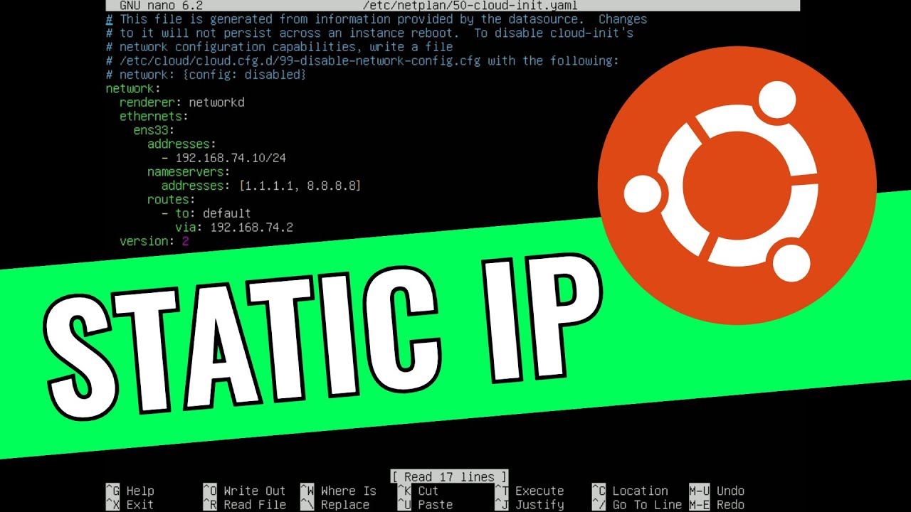 How to Set Static IP on Ubuntu Server - YouTube