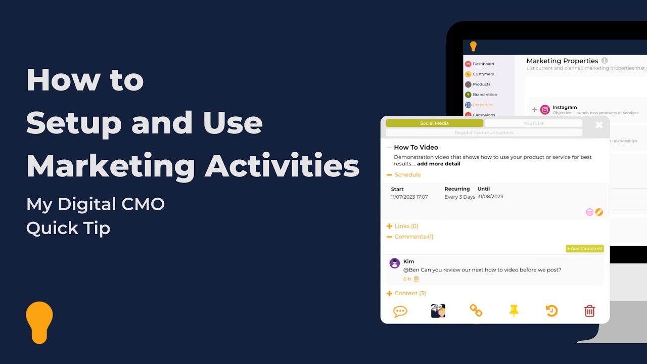 How to Setup and Use Marketing Activities My Digital CMO Quick Tip - YouTube