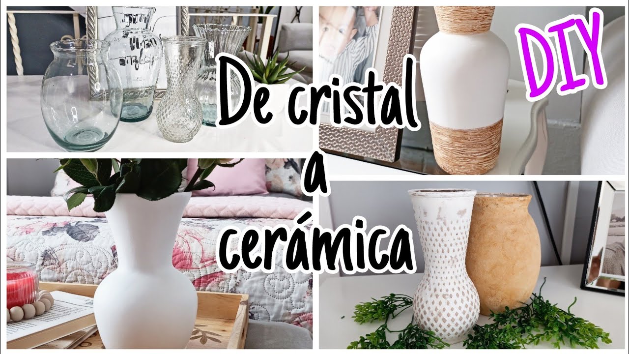 DIY Como hacer jarrones tipo cerámica y barro | como decorar jarrones ...