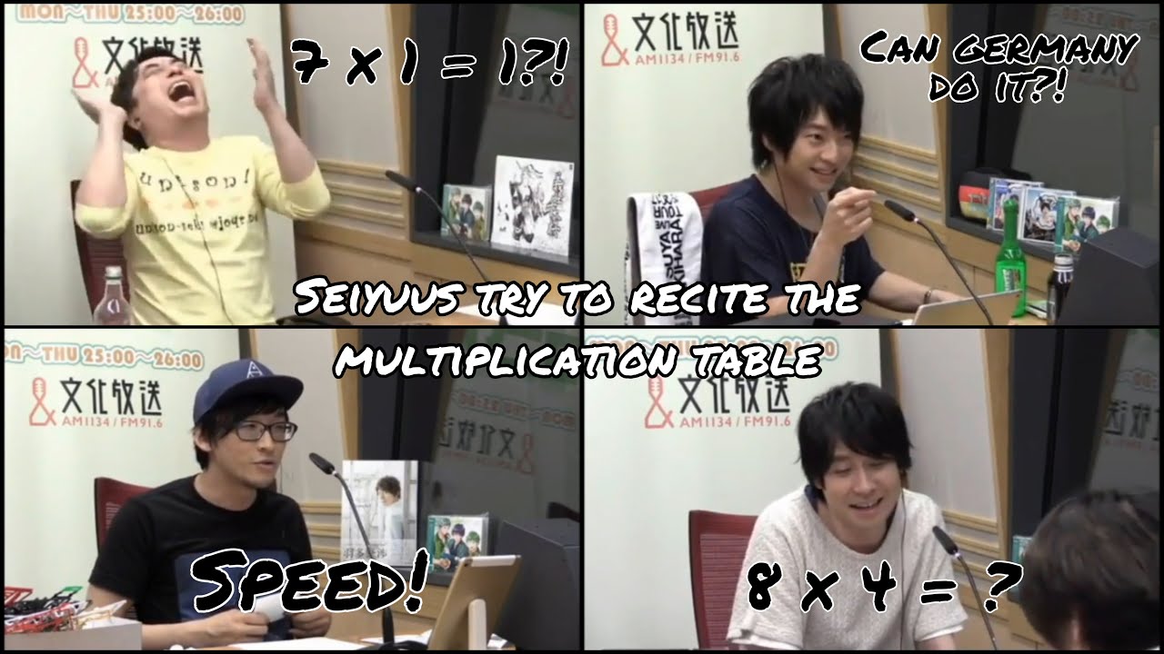 [Eng Sub] Seiyuus try to recite the multiplication table - YouTube