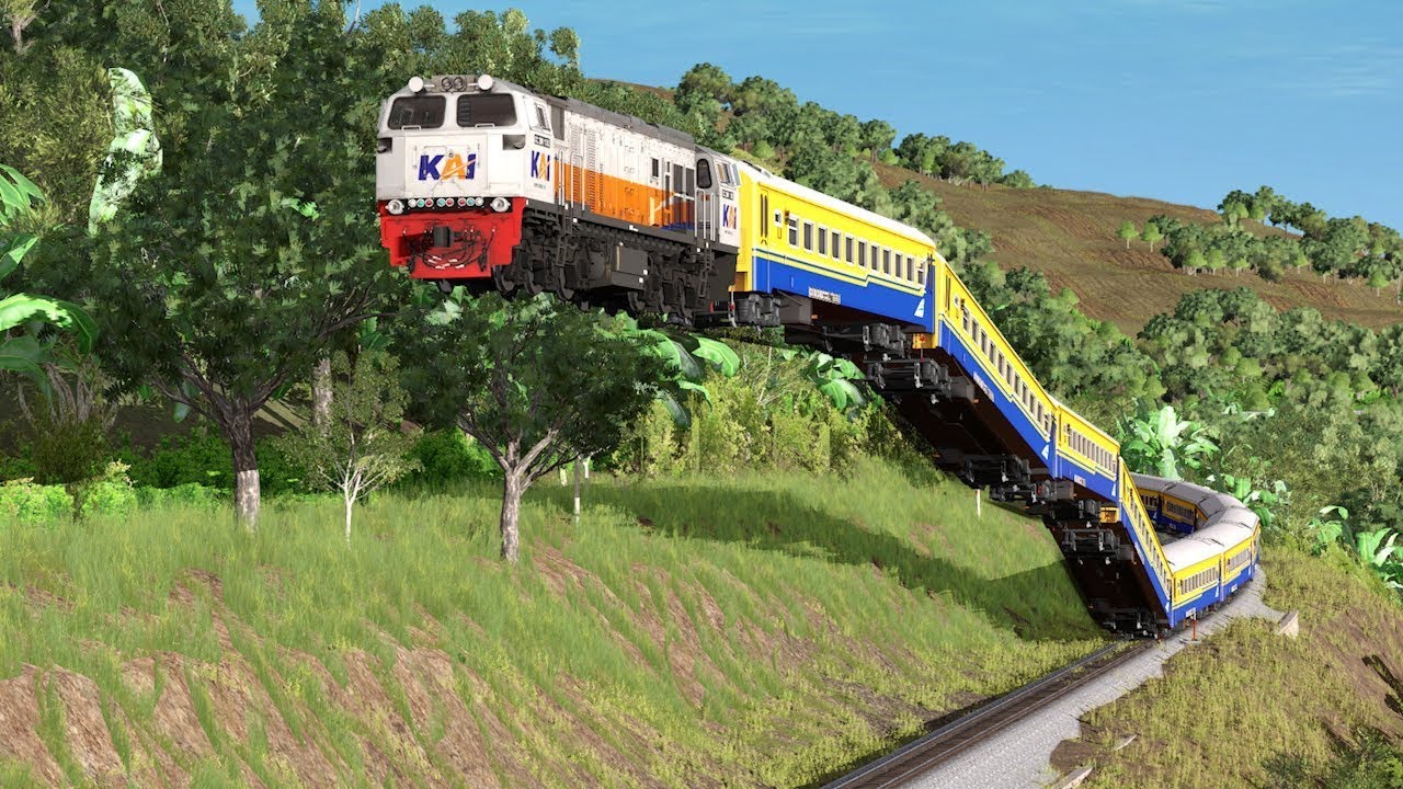 flying train in the sky !!! the train over the crop ground by flying ...