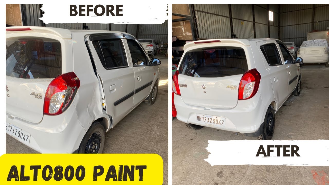 Alto800 painted in s white ️‍🔥 |alto ka denting painting - YouTube