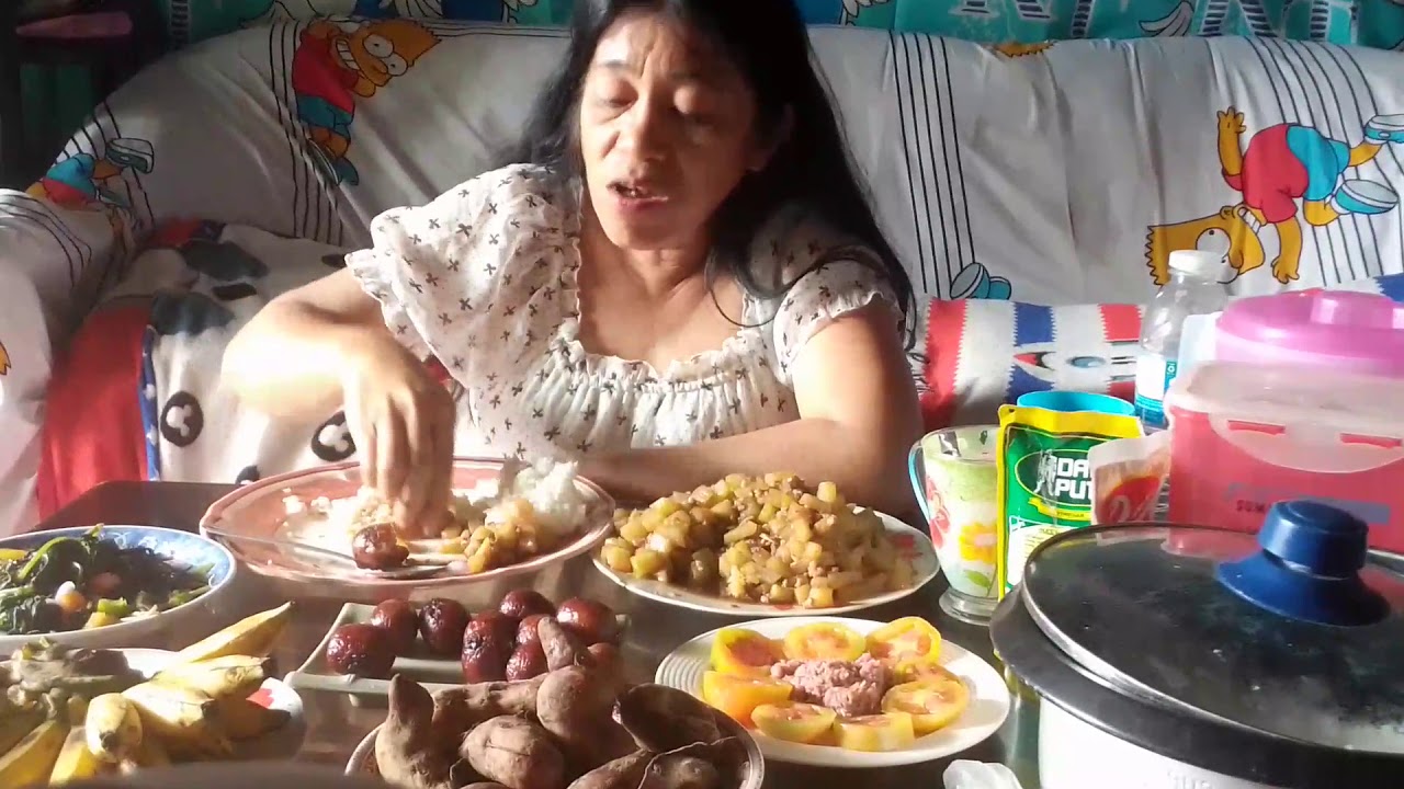 Mukbang yummy kamote+ talbos ng kamote+ kamote tops juice at marami pa ...