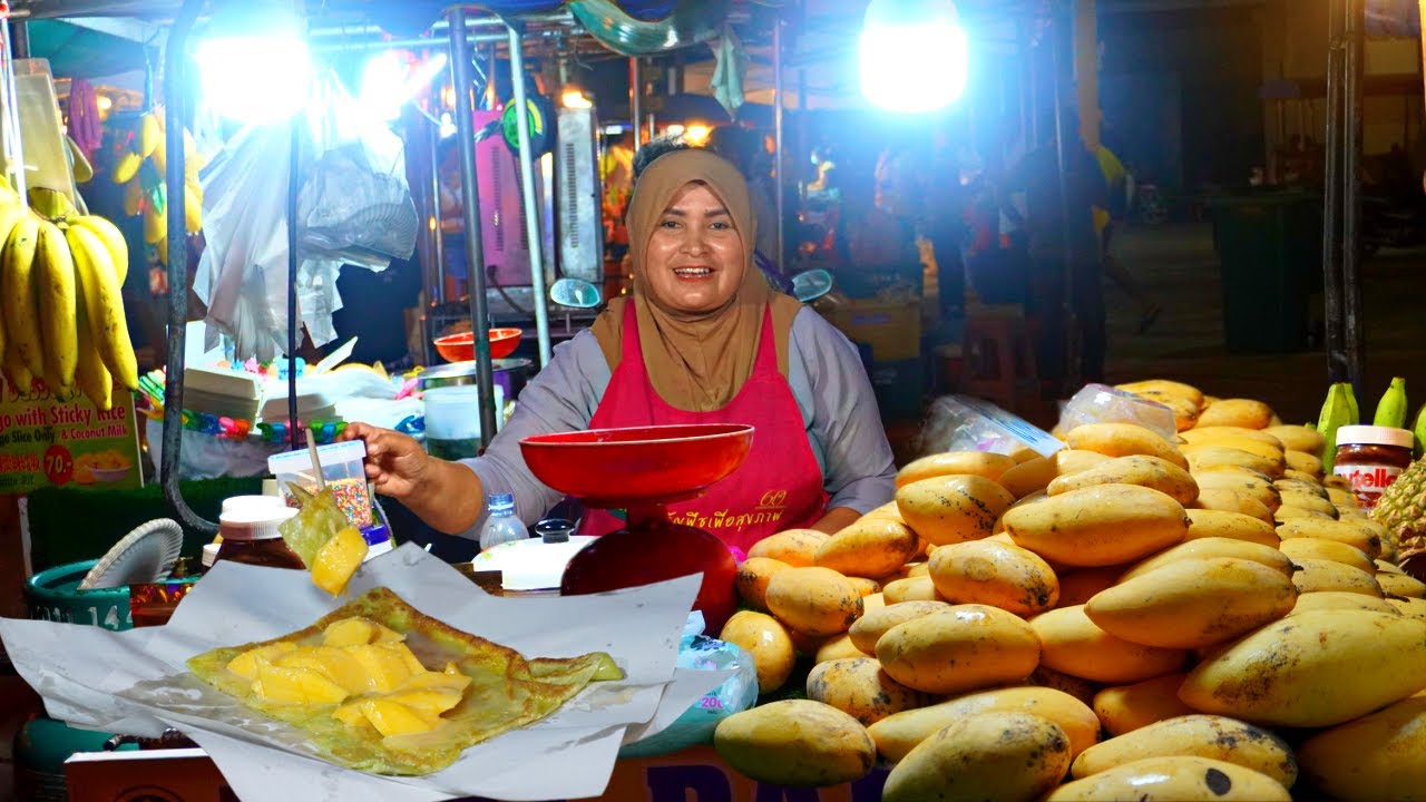 Banana & Mango Pancake Roti - Koh Lanta, Thailand Street Food - YouTube