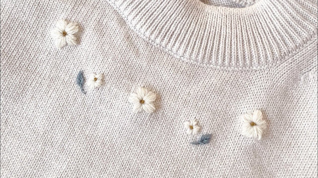 “White flowers” simple embroidery pattern - YouTube